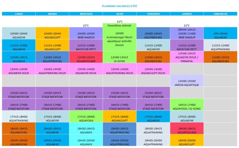 PLANNING ESTIVAL - Aquabecool Eysines